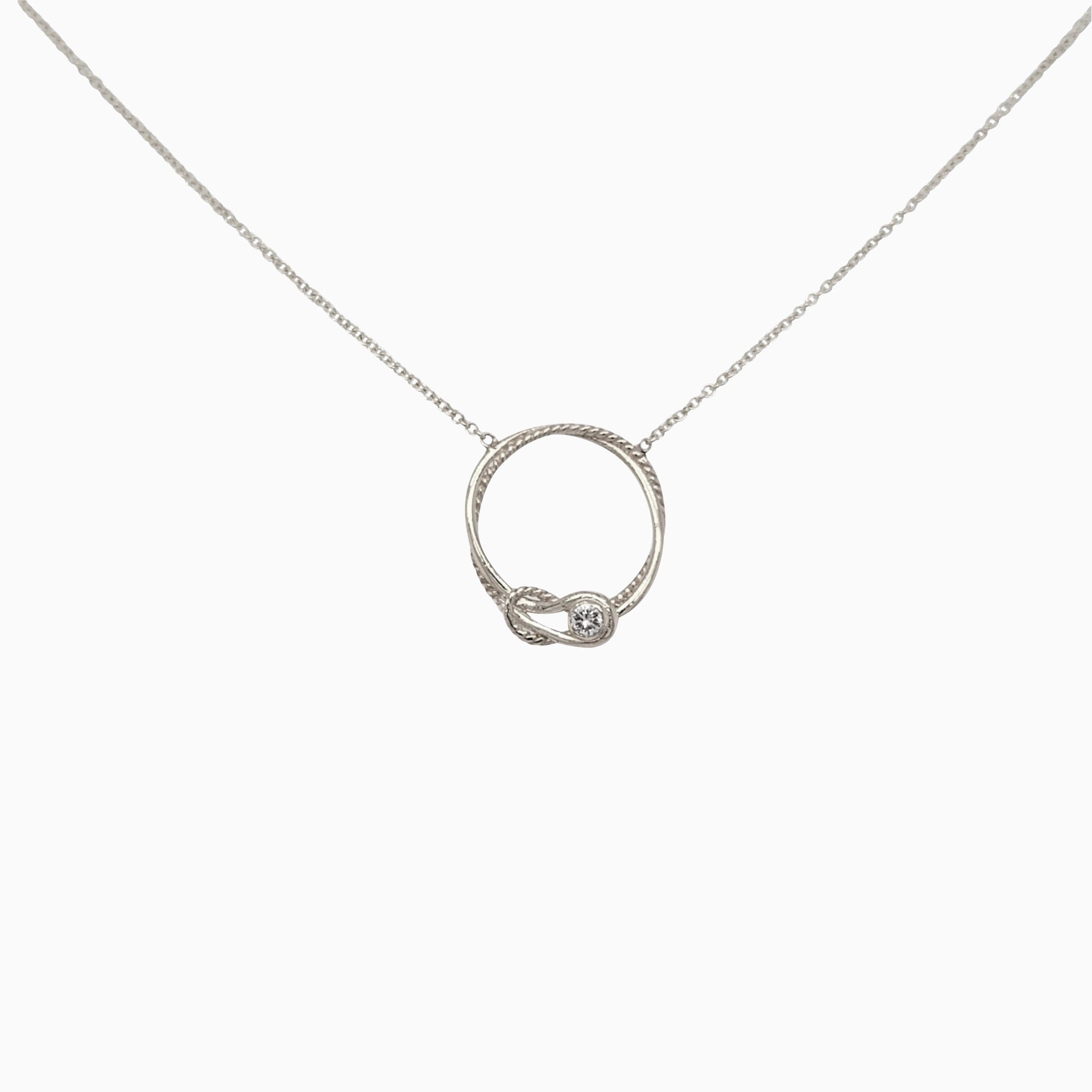 14K Forget Me Not Eterinty Knot Diamond Necklace 14K White Gold